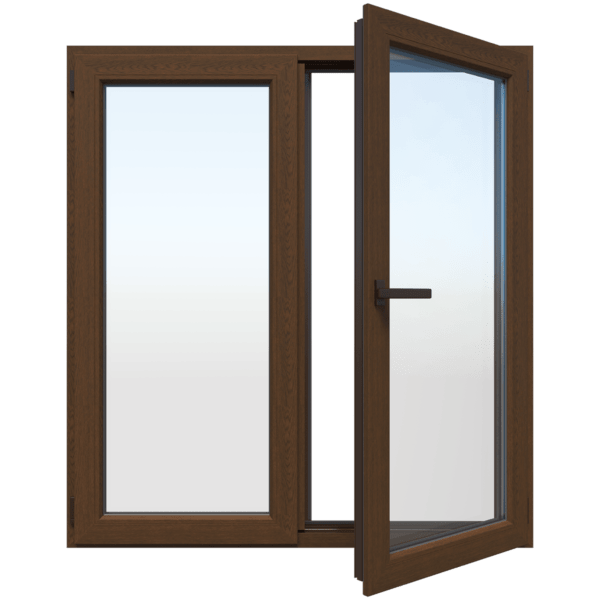 Walnut PVC window WDS W 120 x H 140 cm, 2 sashes hinged windows - Expo ...